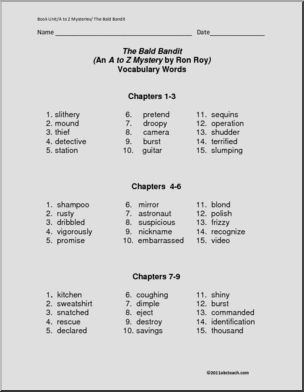 A-Z Mystery; The Bald Bandit (elem/upper elem) Book I abcteach.com