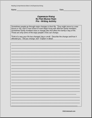 Book Units - Esperanza Rising - Pam Munoz Ryan Reading Units