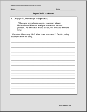 Book Units - Esperanza Rising - Pam Munoz Ryan Reading Units