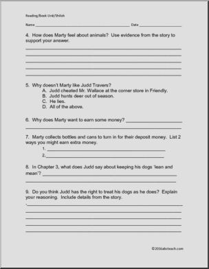 Shiloh (grades 3-5) Book Unit I abcteach.com