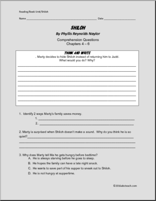 Shiloh (grades 3-5) Book Unit I abcteach.com