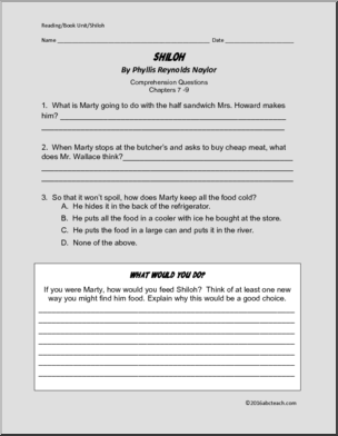 Shiloh (grades 3-5) Book Unit I abcteach.com