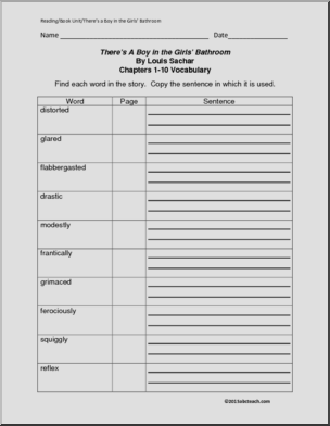 Book Unit - There's a Boy in the Girls' Bathroom - Reading - Comprehension