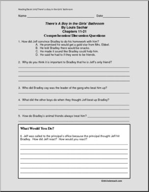 Book Unit - There's a Boy in the Girls' Bathroom - Reading - Comprehension