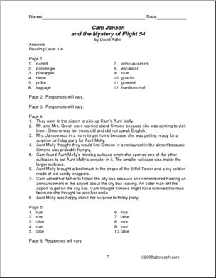 Cam Jansen and the Mystery of Flight 54 (elementary)’ Book – Abcteach