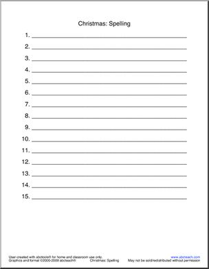 Spelling: Christmas (religious) | Abcteach