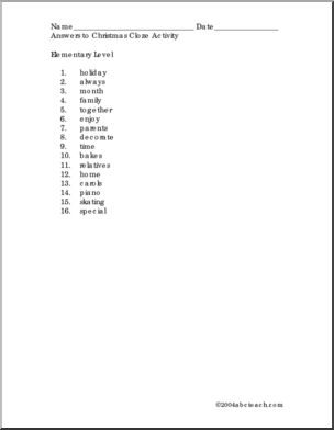 Cloze - Christmas (elem)' Worksheet I abcteach.com
