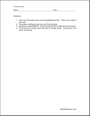 Word Problems: Christmas theme (elem) – Abcteach