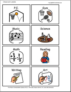 Labels: Illustrated Classroom Items (set 7) – Abcteach