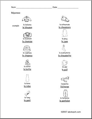 French: Clothing Unscramble – Abcteach