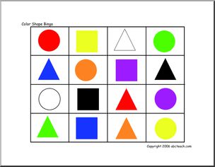 Bingo Cards: Color & Shape – Abcteach