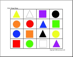 Bingo Cards: Color & Shape – Abcteach