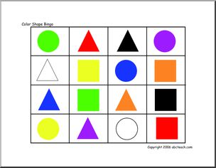 Bingo Cards: Color & Shape – Abcteach