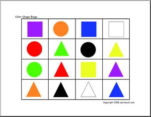 Bingo Cards: Color & Shape – Abcteach