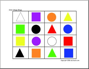 Bingo Cards: Color & Shape – Abcteach