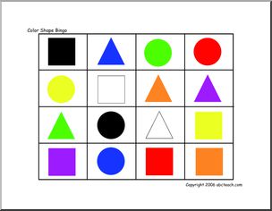 Bingo Cards: Color & Shape – Abcteach