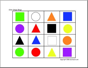 Bingo Cards: Color & Shape – Abcteach