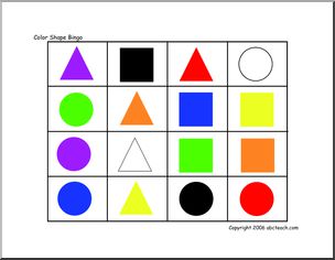 Bingo Cards: Color & Shape – Abcteach