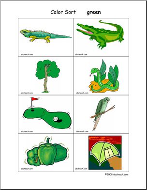 Flashcards: Color Sort - green | Abcteach