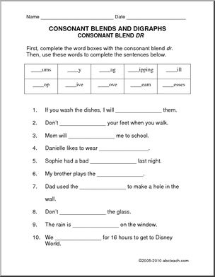 Consonant Blends and Digraphs Phonics I abcteach.com