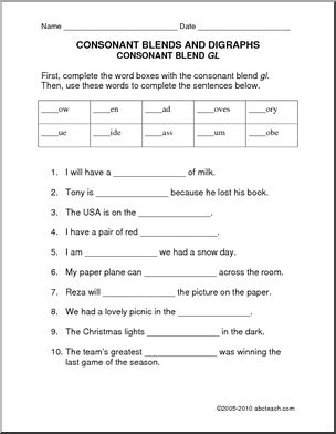 Consonant Blends and Digraphs Phonics I abcteach.com
