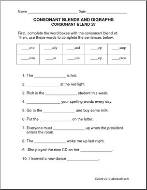 Consonant Blends and Digraphs Phonics I abcteach.com