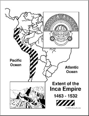 Clip Art: Extent of the Inca Empire (coloring page) – Abcteach