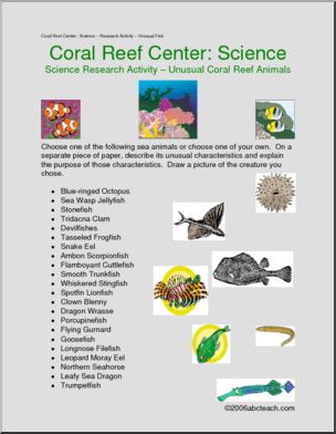 Learning Center: Coral Reef - Science- Animals (elem/upper elem) | Abcteach