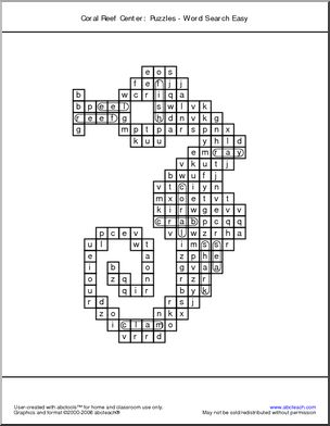 Learning Center: Coral Reef – Word Search (primary) – Abcteach