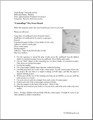 Craft: Camouflage Organizer (upper elem) | Abcteach