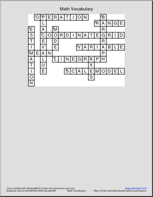 Crossword: Math Vocabulary – Abcteach