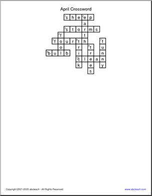 Crossword: April (elementary) – Abcteach