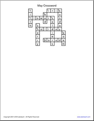 Crossword: May (elementary) – Abcteach