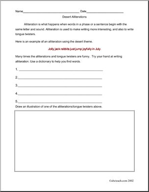 Desert Poetry Prompts I abcteach.com