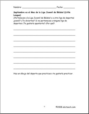 Spanish: Diario para Septiembre (elementaria) – Abcteach