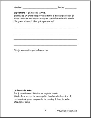 Spanish: Diario para Septiembre (elementaria) – Abcteach