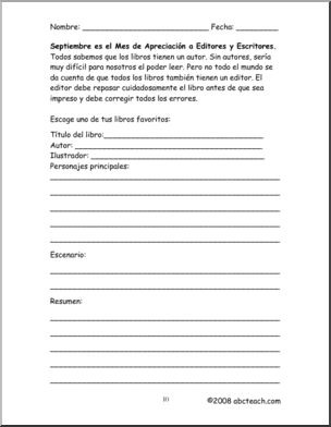 Spanish: Diario para Septiembre (elementaria) – Abcteach