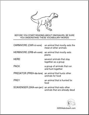 Fact Page: Dinosaurs - vocabulary | Abcteach