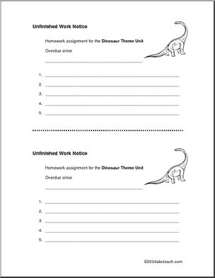 Assignment Forms: Dinosaurs | Abcteach