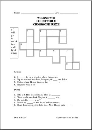 Set 15' Dolch Reading I abcteach.com
