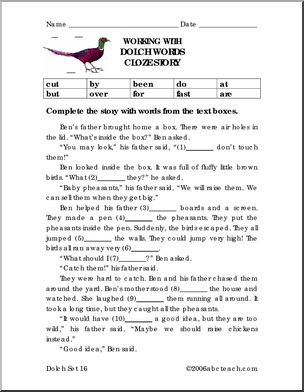 Set 16' Dolch Reading I abcteach.com