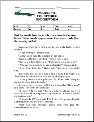 Set 16' Dolch Reading I abcteach.com