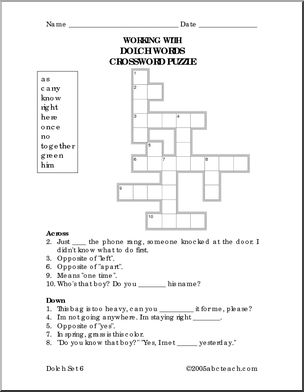 Set 6′ Dolch Reading – Abcteach