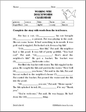 Set 6′ Dolch Reading – Abcteach