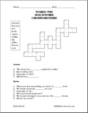 Set 9' Dolch Reading I abcteach.com