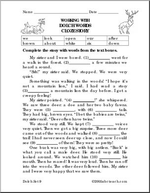 Set 9' Dolch Reading I abcteach.com