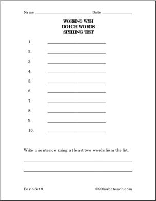 Set 9' Dolch Reading I abcteach.com