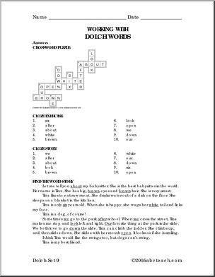 Set 9' Dolch Reading I abcteach.com