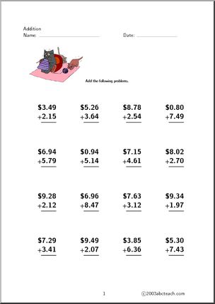 Addition - Money (set 2) Worksheet