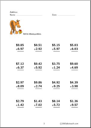 Addition - Money (set 2) Worksheet